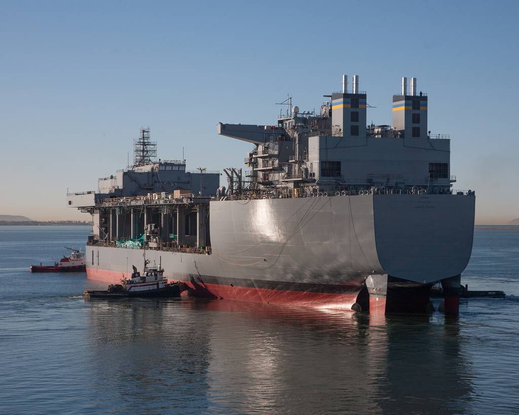Floating base named for legendary Marine arrives in fleet