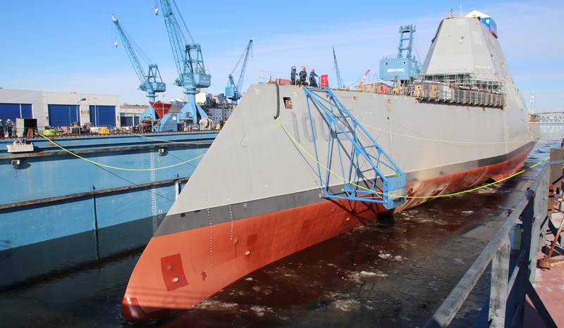 Stealthy warship christened at Bath Iron Works