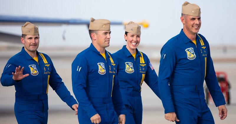 Female Navy pilot makes historic debut with the Blue Angels
